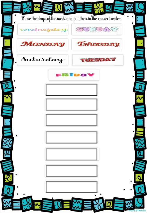 DAYS OF THE WEEK, starter, FIRST. Interactive worksheet | TopWorksheets