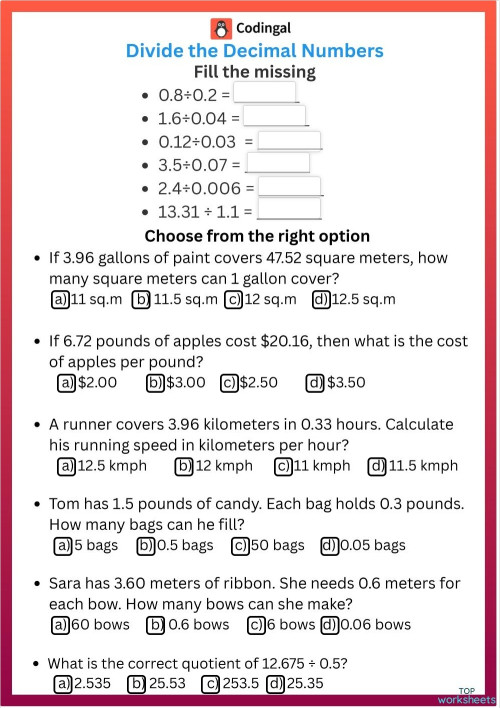 Grade 5 Page 33 (Decimals). Interactive worksheet | TopWorksheets