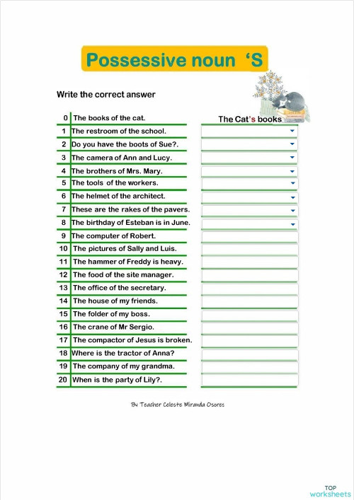 Possessive Nouns: interactive worksheets and online exercises ...