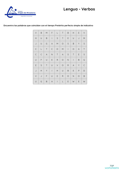 Lengua - Verbos. Ficha interactiva | TopWorksheets