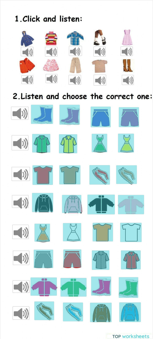 EN2-U2-Clothes. Interactive worksheet | TopWorksheets