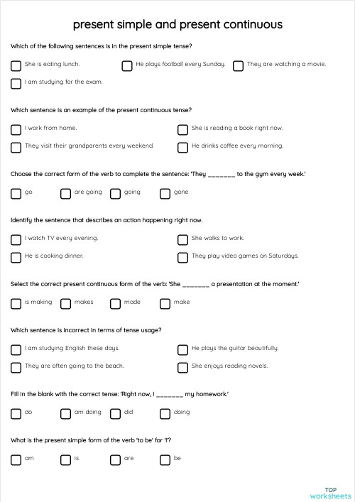 Present Perfect & Present Perfect Continuous. Interactive worksheet | TopWorksheets