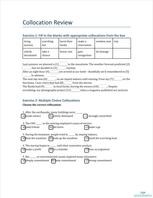 COLLOCATION REVIEW. Interactive worksheet | TopWorksheets