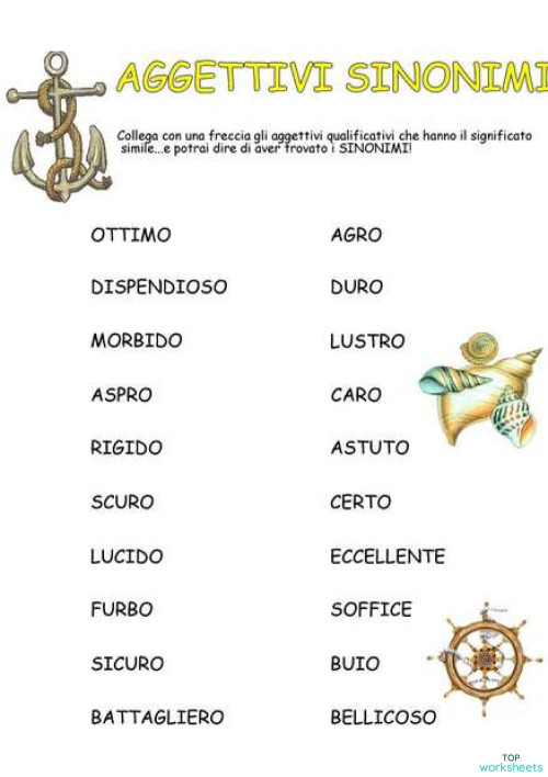AGGETTIVI 25 COLLEGA. Scheda interattiva | TopWorksheets