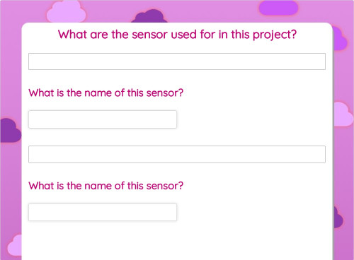 Sensors used in this project. Interactive worksheet | TopWorksheets