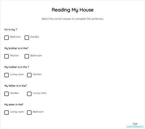 Reading My House. Interactive worksheet | TopWorksheets