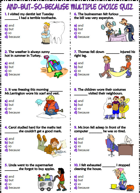 AND BUT SO BECAUSE. Interactive worksheet | TopWorksheets