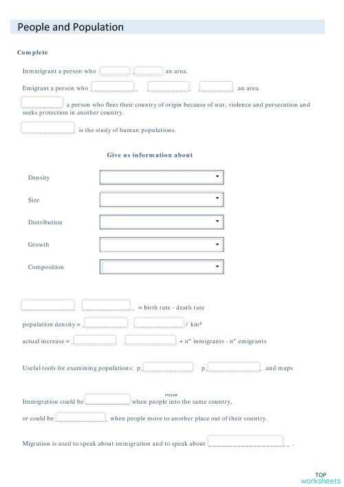 Social L4. People and Population IV. Interactive worksheet | TopWorksheets