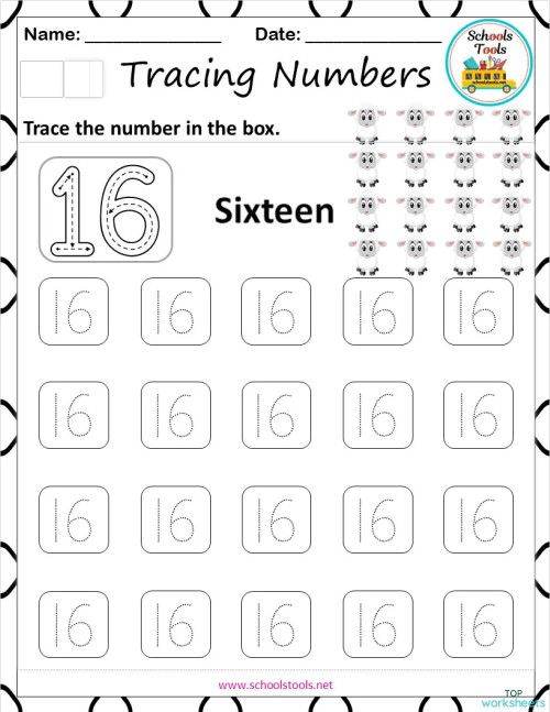 Tracing Numbers Sheets 16-20. Interactive worksheet | TopWorksheets