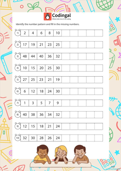 M_G03M27L58_WC02_Extend_numeric_patterns_2. Interactive worksheet ...