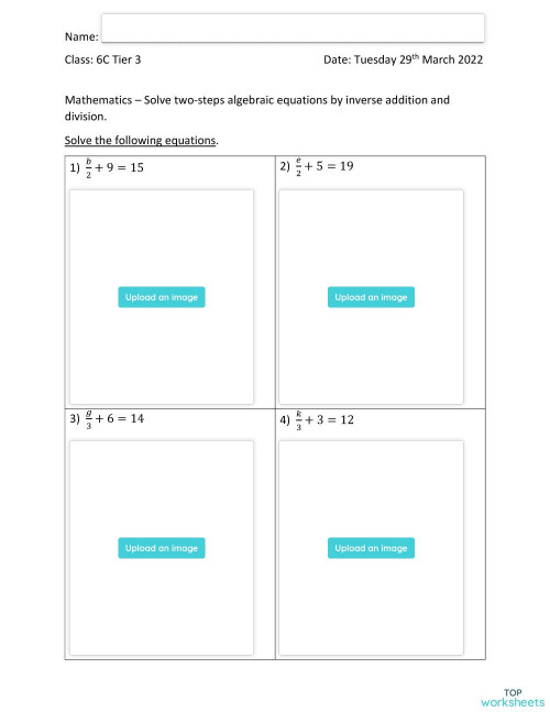 SOLVING ALGEBRAIC EQUATIONS. Interactive worksheet | TopWorksheets