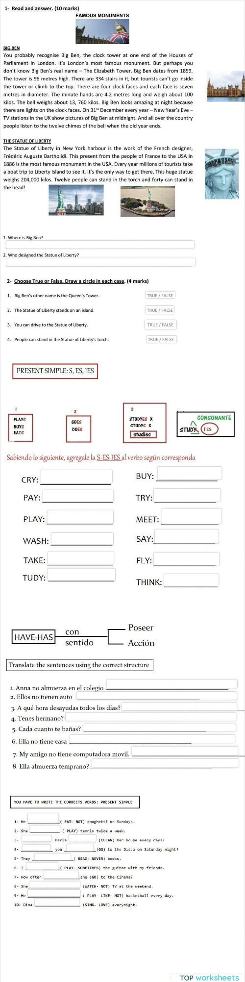 Ingles-English. Interactive worksheet | TopWorksheets