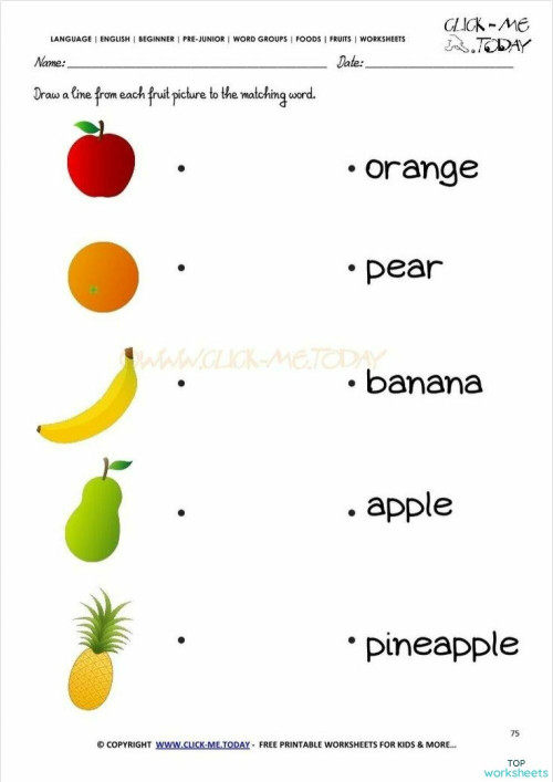 Matching fruits!. Interactive worksheet | TopWorksheets