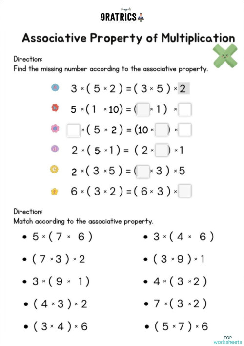 Associative Property BBB. Interactive worksheet | TopWorksheets