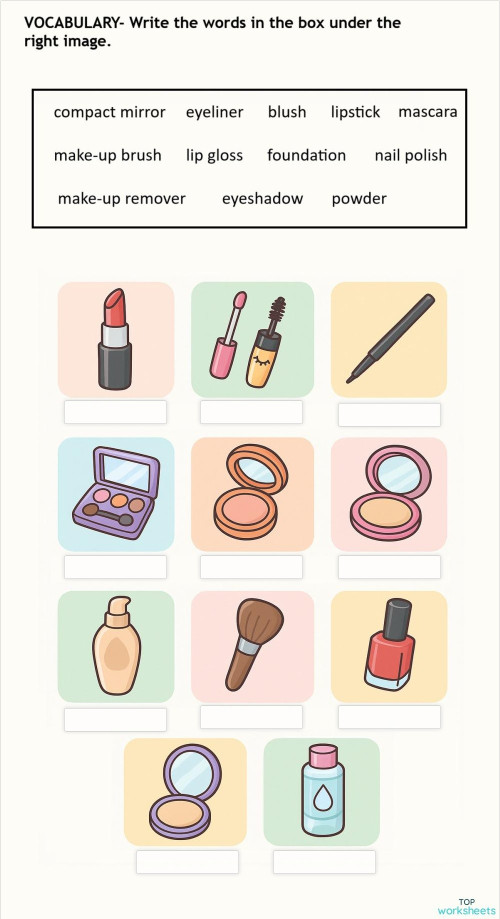 Make-up vocabulary. Interactive worksheet | TopWorksheets