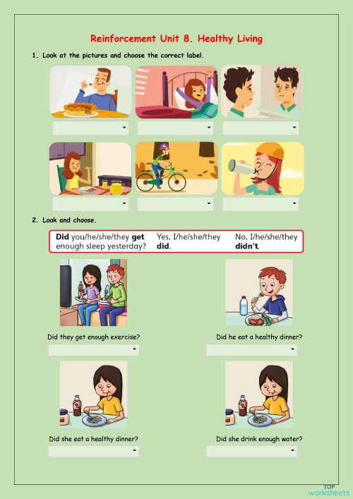 RA Unit 8. Healthy Living. Interactive worksheet | TopWorksheets