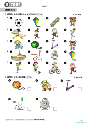 Bright Ideas 1 - Unit 3 Test. Interactive worksheet | TopWorksheets
