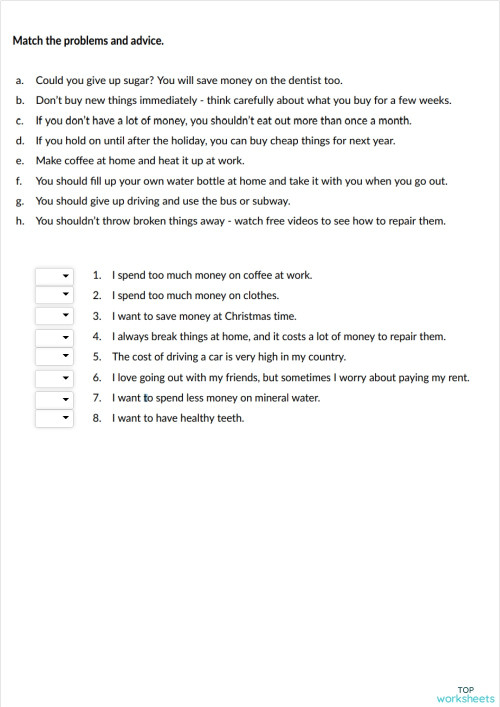 LH GE 1 - 34 - Giving advice. Interactive worksheet | TopWorksheets