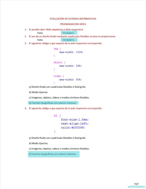 EVALUACION INTERACTIVA. Ficha interactiva | TopWorksheets