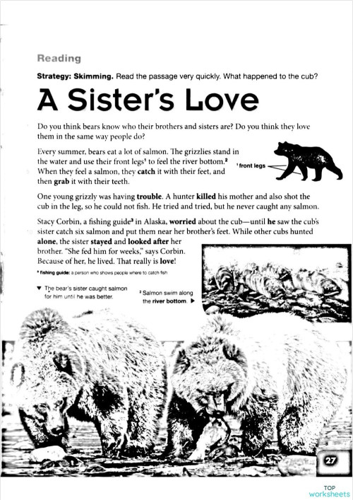 A Sister's Love ใบงานเชิงโต้ตอบ | TopWorksheets