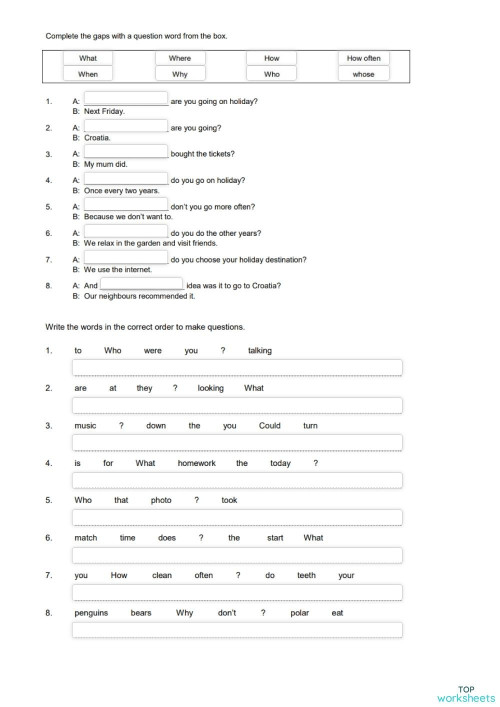 Gateway A1+ Unit 2 Questions Words Easy. Interactive worksheet | TopWorksheets
