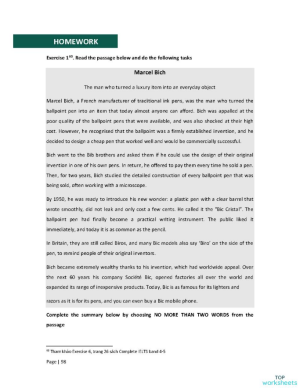 Pre IELTS - Lesson 10 - Reading Homework. Interactive worksheet ...