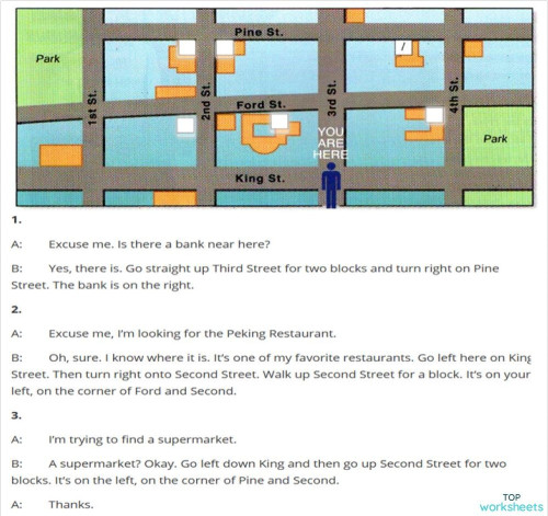 giving directions starter. Interactive worksheet | TopWorksheets