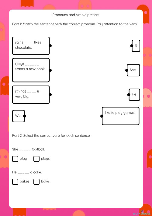 Pronouns and simple present. Interactive worksheet | TopWorksheets