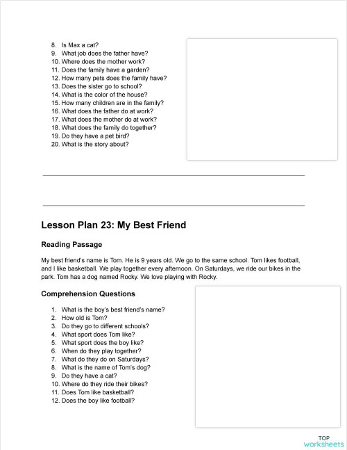 Reading comprehension A1. Interactive worksheet | TopWorksheets