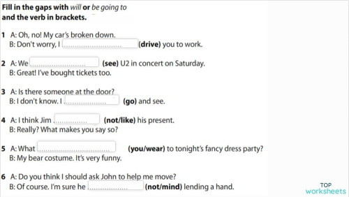 Future Action Will/Be going to. Interactive worksheet | TopWorksheets