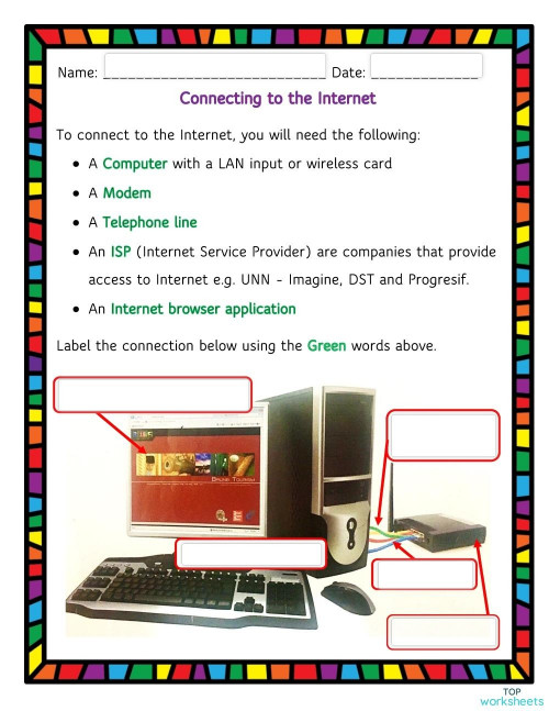 Yr 3 - Connecting to the Internet. Interactive worksheet | TopWorksheets