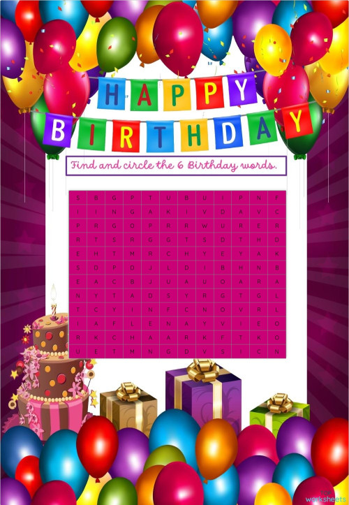 HAPPY BIRTHDAY, festival, FIRST. Interactive worksheet | TopWorksheets