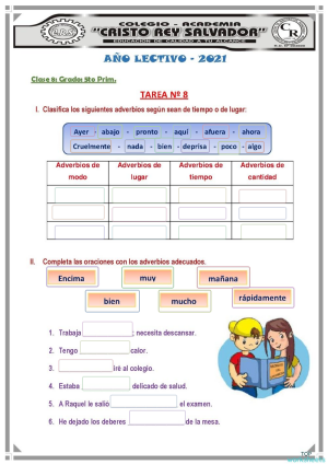 El Adverbio. Ficha interactiva | TopWorksheets