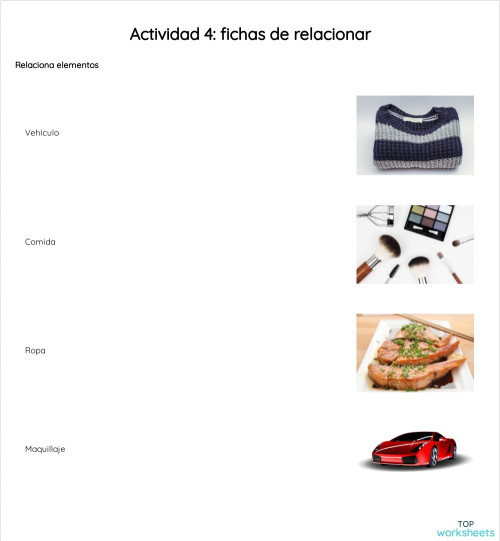 Actividad 4: fichas de relacionar. Ficha interactiva | TopWorksheets