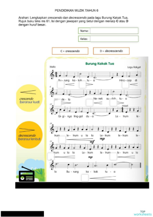 PMZ T6 - CRESCENDO DAN DECRESCENDO. Interactive worksheet | TopWorksheets