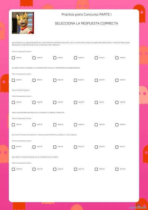 Practica Para Concurso Parte I Ficha Interactiva Topworksheets