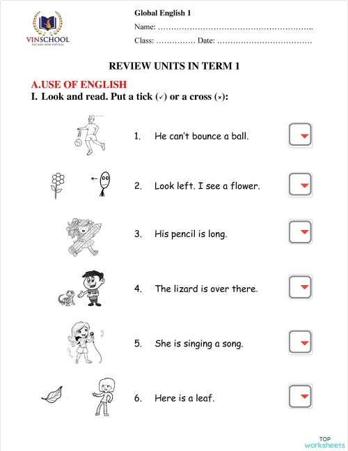 S1 - Review Term 1. Interactive worksheet | TopWorksheets