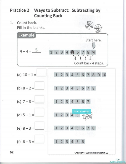 Chapter 4: Subtraction Within 10 (Practice 2: Subtracting by Counting ...