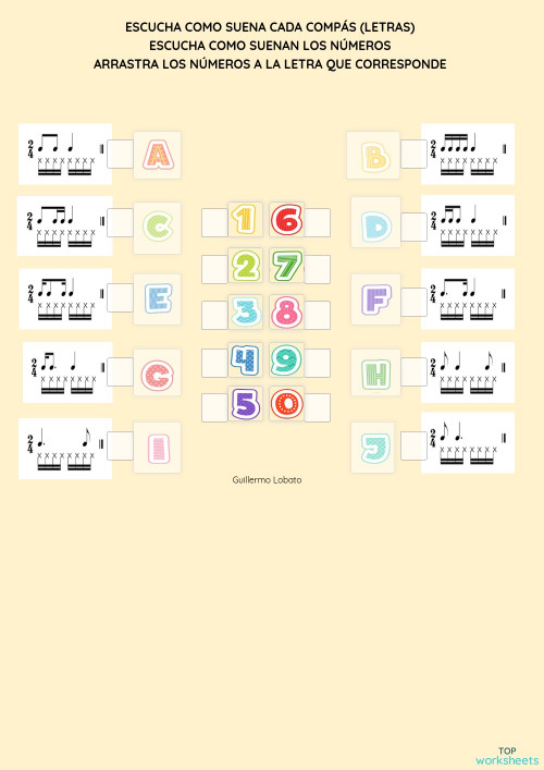 Notas musicales: fichas interactivas y ejercicios online | TopWorksheets