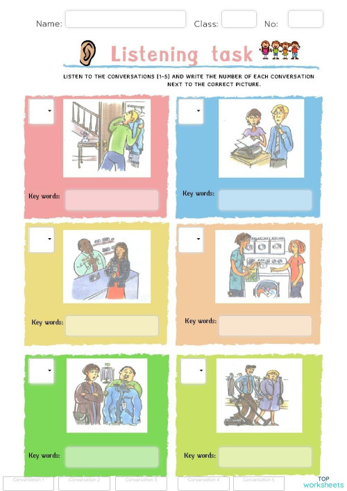Listen task chapter 5. Interactive worksheet | TopWorksheets