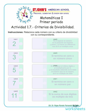 Actividad sobre criterios de divisibilidad . Ficha interactiva ...