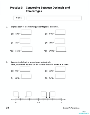 Percentage (Convert percentages to decimals) Practice 4. Interactive ...