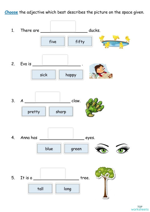 Adjective_Read and match. Interactive worksheet | TopWorksheets