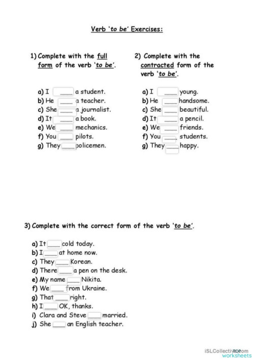 Ex 2 To be in the present. Interactive worksheet | TopWorksheets