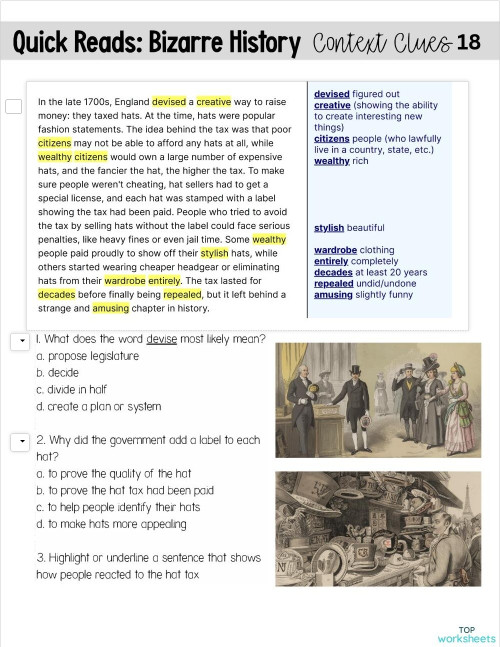 Context Clues Bellringer 18. Interactive worksheet | TopWorksheets