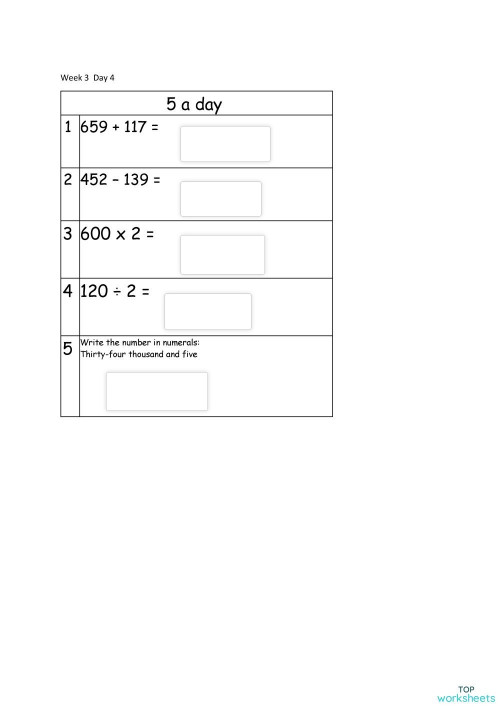 5 a day 2022 Week 3 Day 4. Interactive worksheet | TopWorksheets
