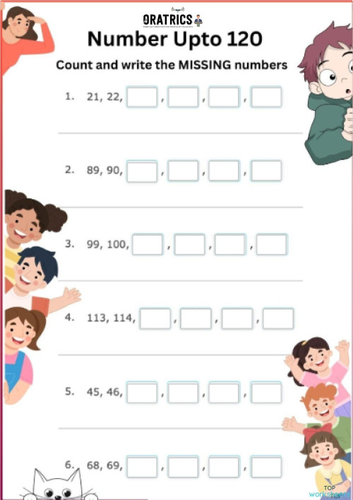 Numbers upto 120. Interactive worksheet | TopWorksheets