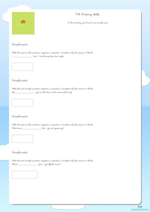 PAE Writing skills. Interactive worksheet | TopWorksheets