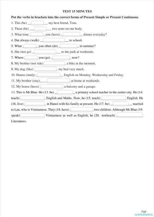 Present Simple - Adverbs of frequency. Interactive worksheet ...