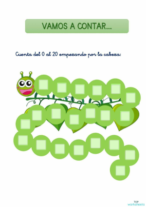 Ejercicio de contea de números: Números del 0 al 20. Ficha interactiva ...
